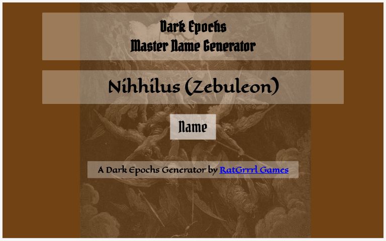 Dark EpochsMaster Name Generator