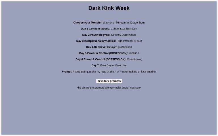 Dark Kink Week ― Perchance Generator