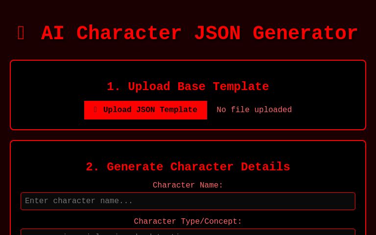 🔴 AI Character JSON Generator