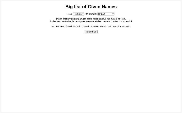 Big list of Given Names ― Perchance Generator