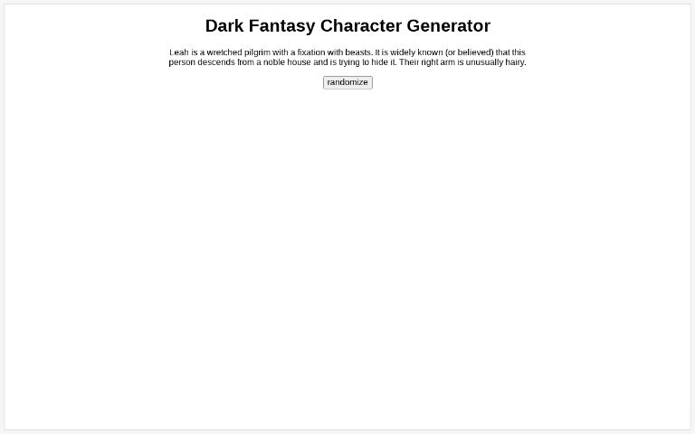 Dark Fantasy Character Generator