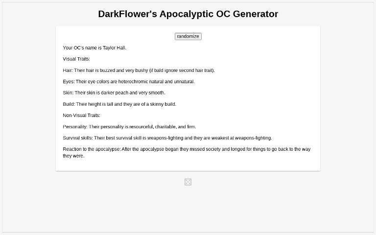DarkFlower's Apocalyptic OC Generator
