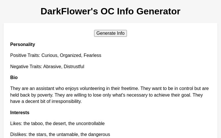 DarkFlower's OC Info Generator