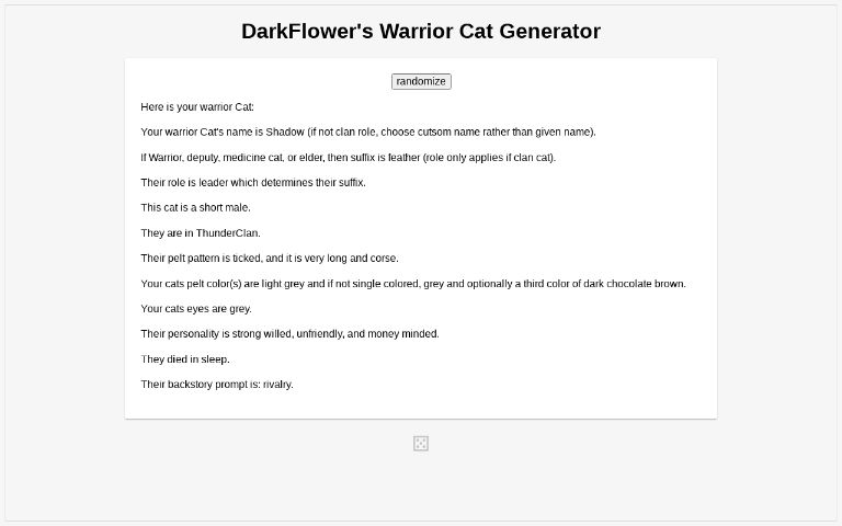 DarkFlower's Warrior Cat Generator