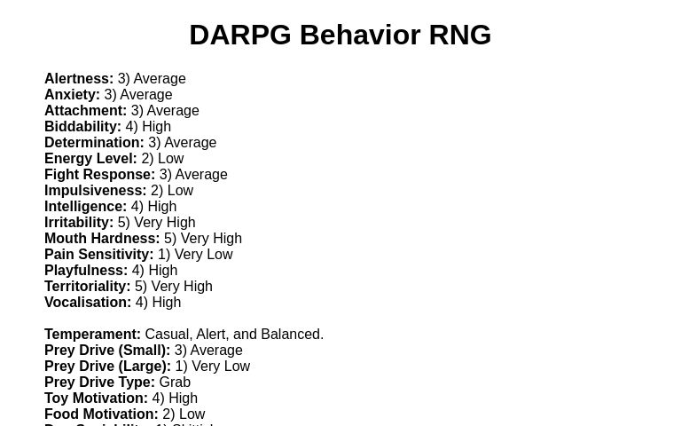 DARPG Behavior RNG ― Perchance Generator