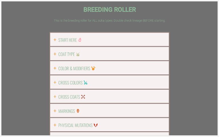 BREEDING ROLLER ― Perchance Generator