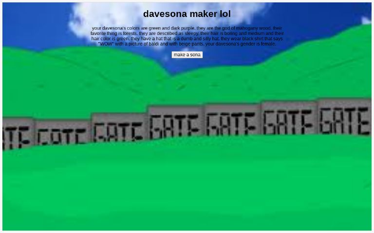 davesona maker lol ― Perchance Generator