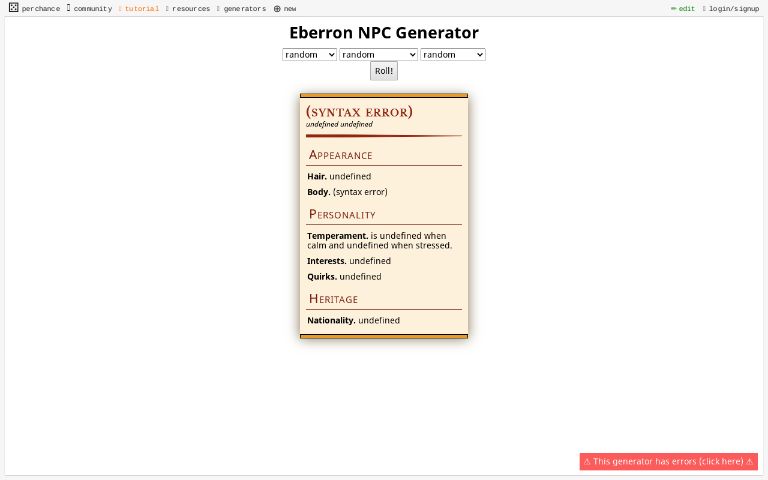 Eberron NPC Generator