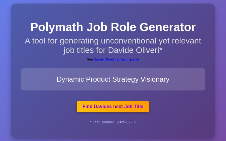 Polymath Job Role Generator