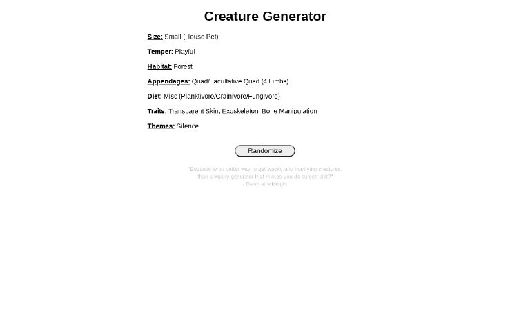 Creature Generator