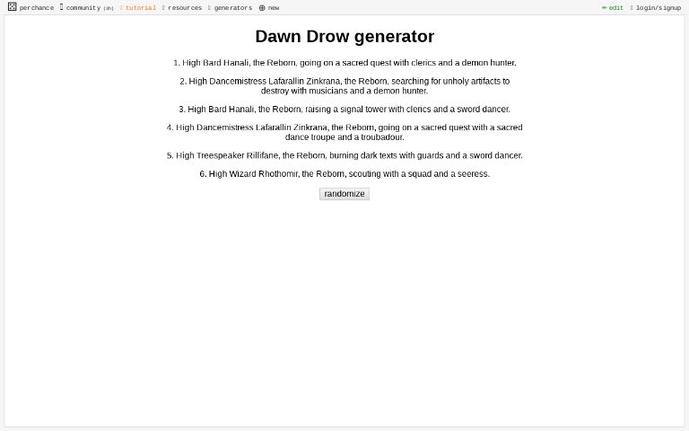 Dawn Drow generator