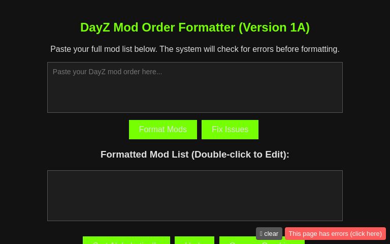 DayZ Mod Order Formatter (Version 1A) ― Perchance Generator