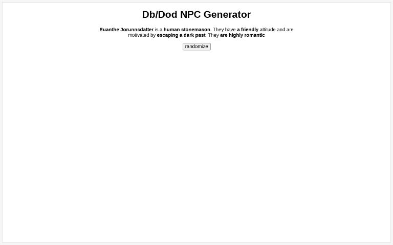 Db/Dod NPC Generator