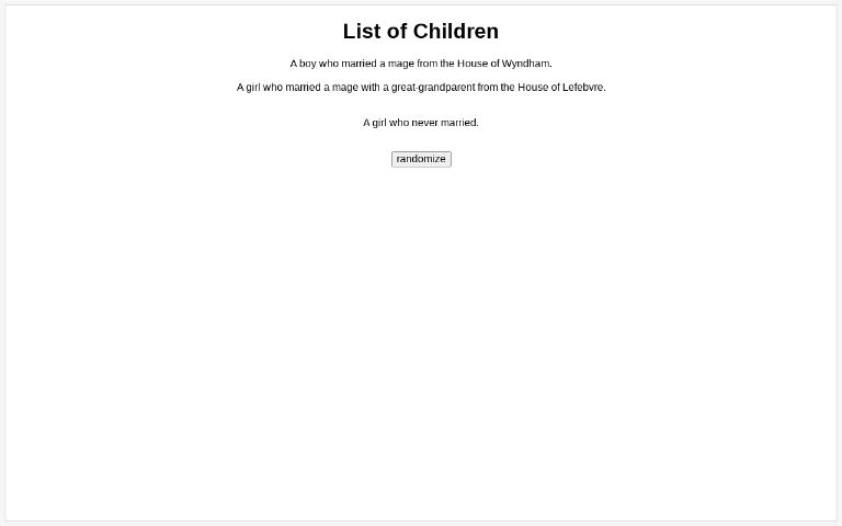 List of Children ― Perchance Generator