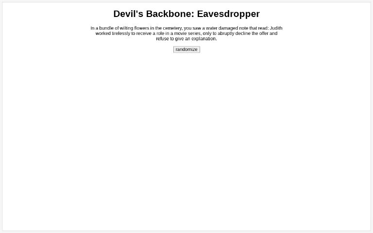 Devil's Backbone: Eavesdropper ― Perchance Generator