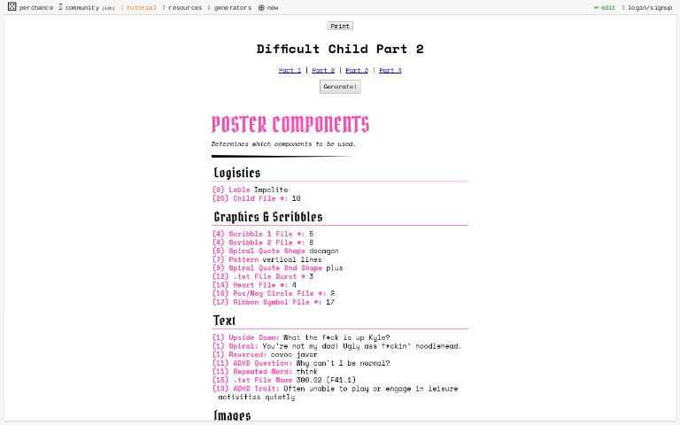 Difficult Child Part 2 ― Perchance Generator