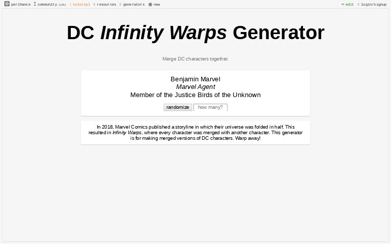 DC Infinity Warps Generator