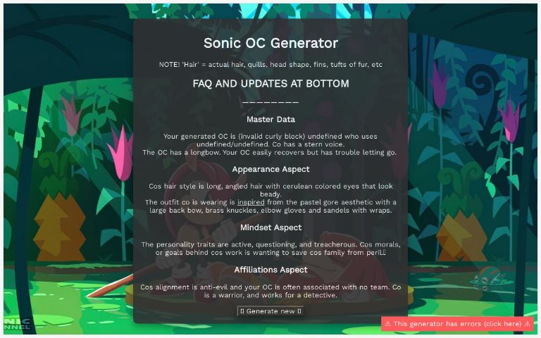 Sonic OC Generator