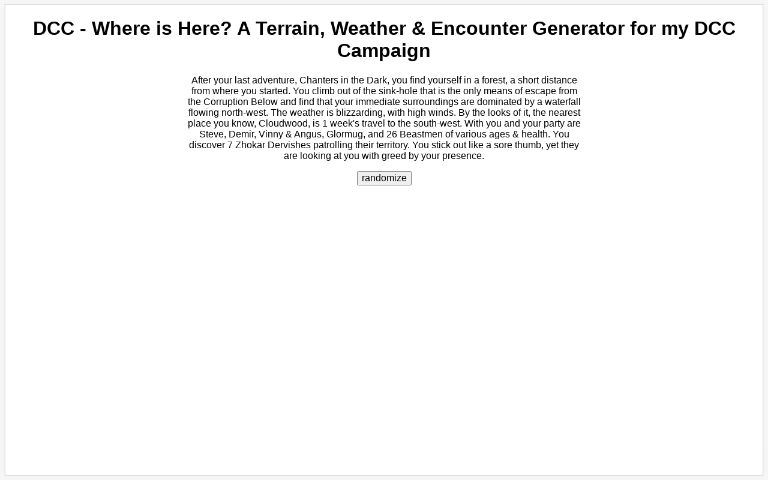 DCC - Where is Here? A Terrain, Weather & Encounter Generator for my ...