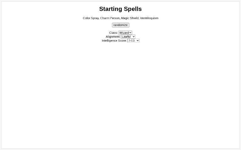 Starting Spells ― Perchance Generator