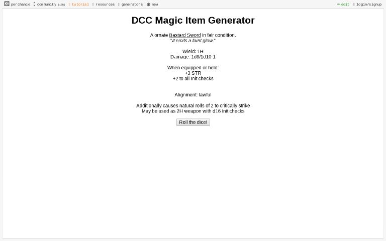 DCC Magic Item Generator