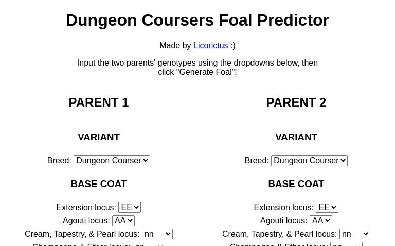 Dungeon Coursers Foal Predictor ― Perchance Generator