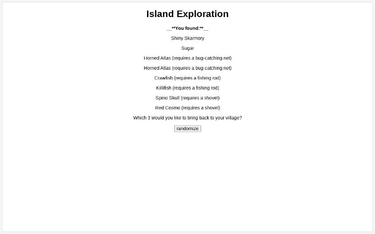 Island Exploration ― Perchance Generator