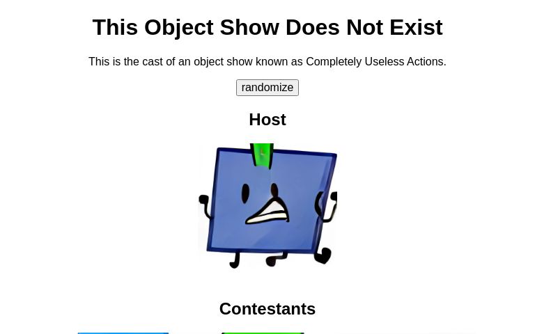 This Object Show Does Not Exist ― Perchance Generator