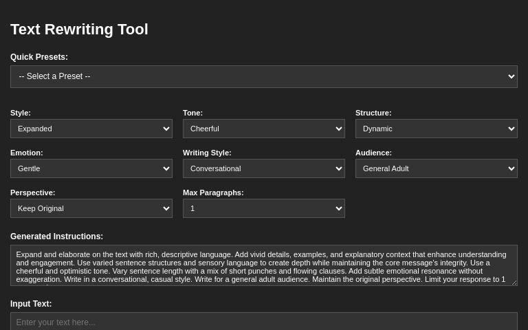 Text Rewriting Tool ― Perchance Generator