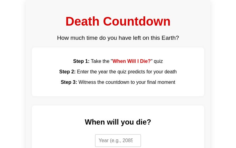 Death Countdown ― Perchance Generator