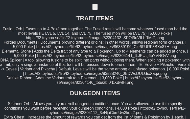 TRAIT ITEMS ― Perchance Generator