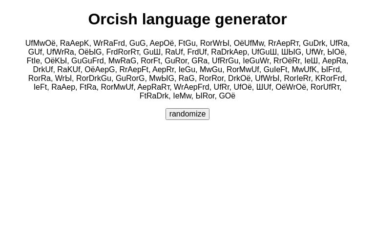 Orcish language generator