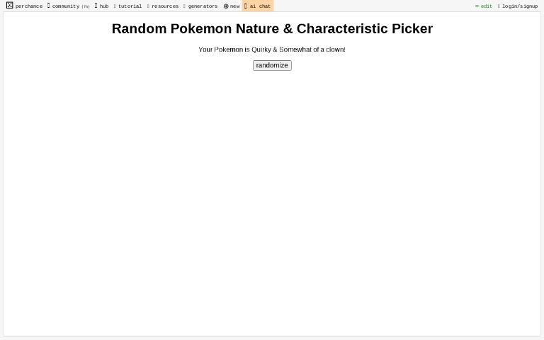 Random Pokemon Nature & Characteristic Picker ― Perchance Generator