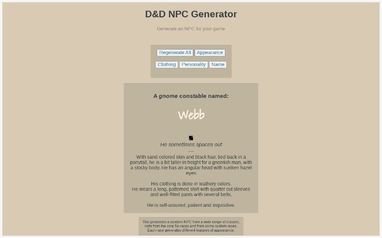 D&D NPC Generator
