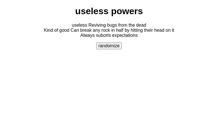 useless powers ― Perchance Generator