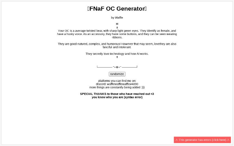 【FNaF OC Generator】
