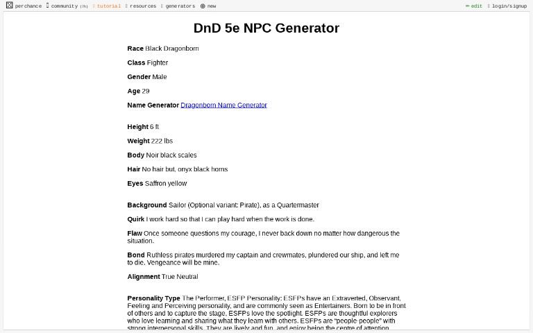 DnD 5e NPC Generator