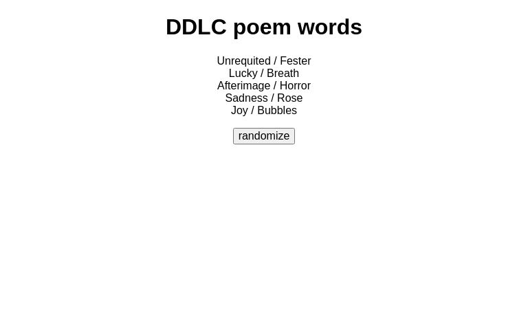 DDLC poem words ― Perchance Generator