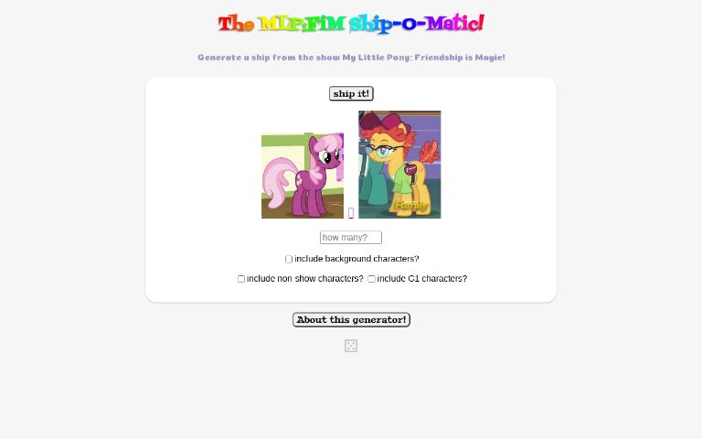 The MLP:FiM Ship-O-Matic! ― Perchance Generator