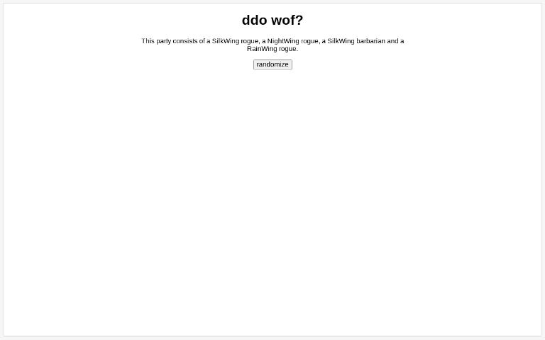 ddo wof? ― Perchance Generator
