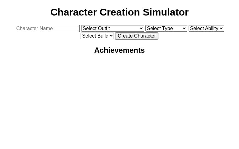 Character Creation Simulator ― Perchance Generator
