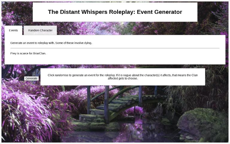 The Distant Whispers Roleplay: Event Generator
