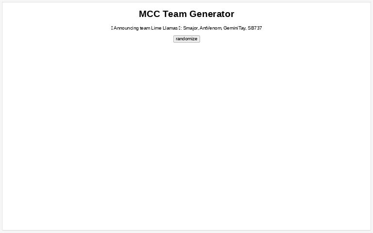 MCC Team Generator