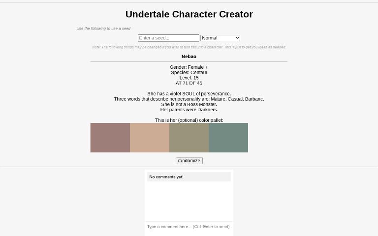 Undertale Character Creator ― Perchance Generator