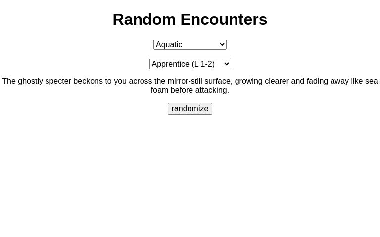 Random Encounters ― Perchance Generator