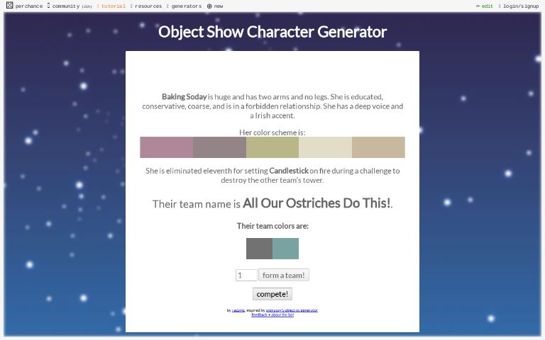 Object Show Character Generator