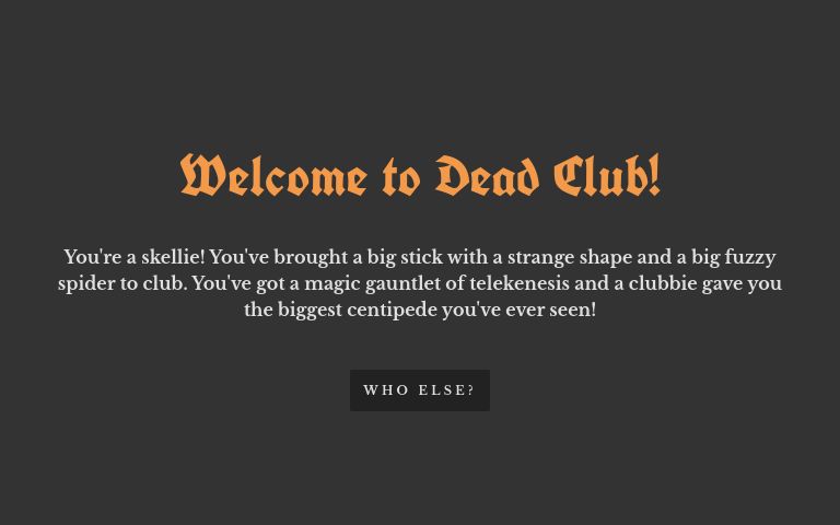 Welcome to Dead Club! ― Perchance Generator