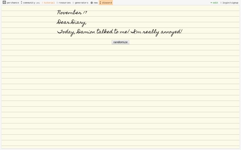 Dear Diary ― Perchance Generator