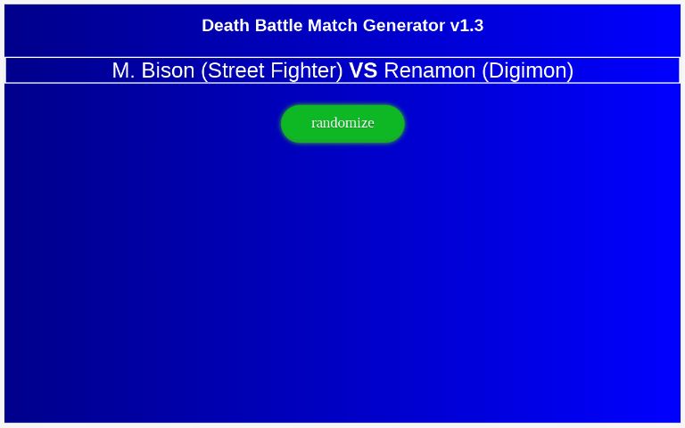 Death Battle Match Generator v1.3