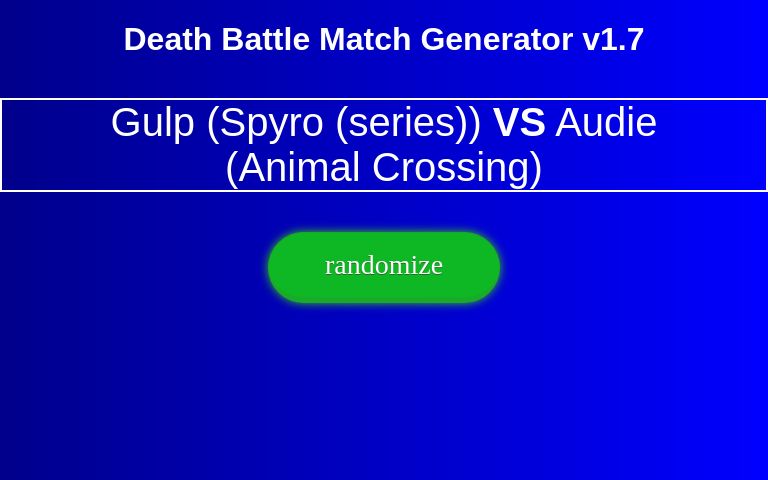 Death Battle Match Generator v1.7